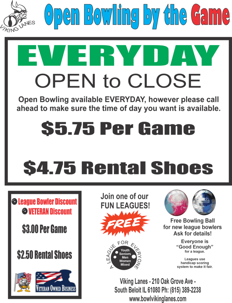 Discounts | Specials | Bowling | Viking Lanes | South Beloit, IL